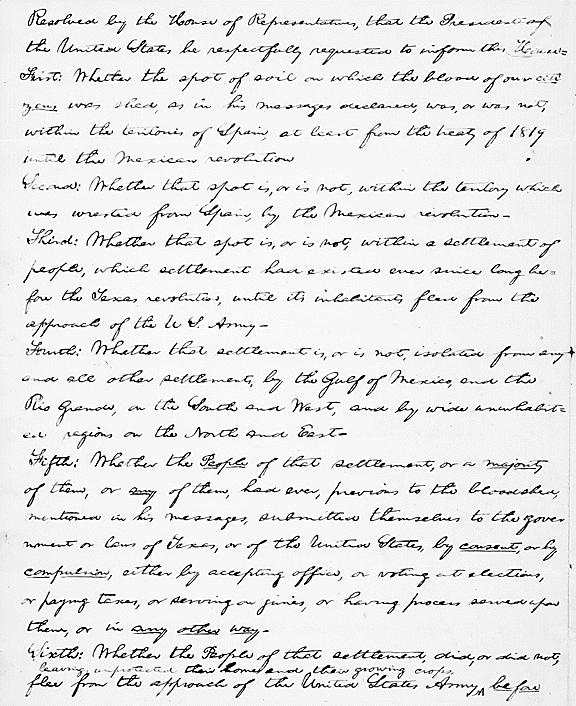 Lincoln's Spot Resolutions