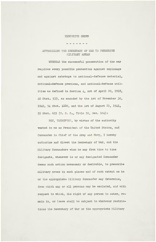 Executive Order 9066 Resulting In Japanese American Incarceration Executive Order 9066 Resulting In Japanese American Incarceration